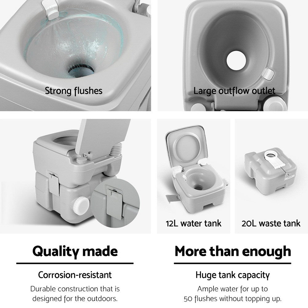 Weisshorn 20L Portable Camping Toilet Outdoor Flush Potty Boating ...