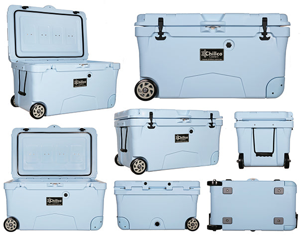 100 Litre with Wheels Sky Blue Esky Cooler - Chillco Coolers